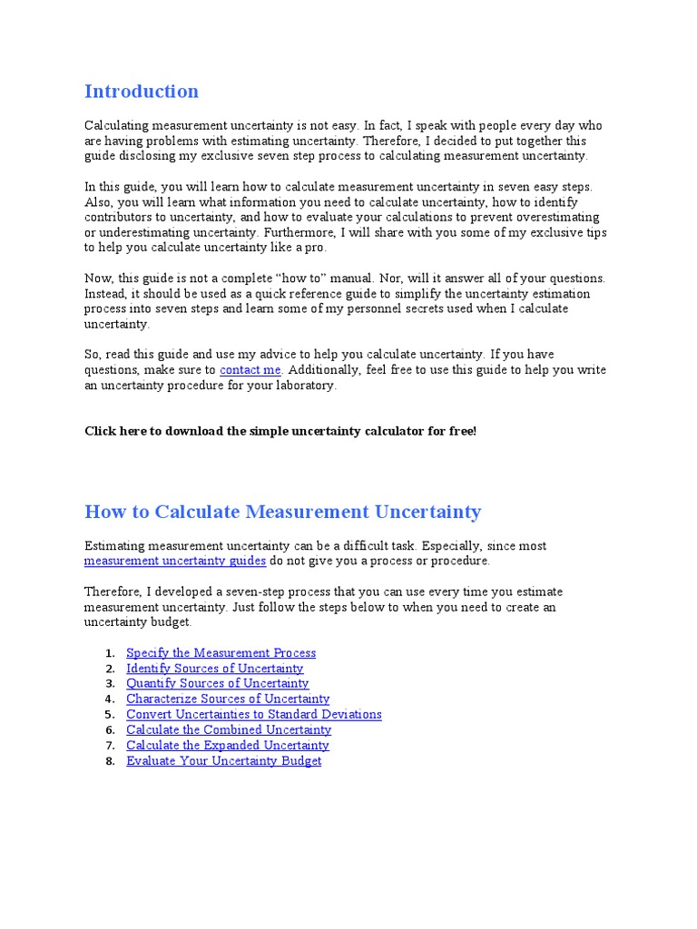 How To Calculate Measurement Uncertainty | PDF | Calibration | Uncertainty