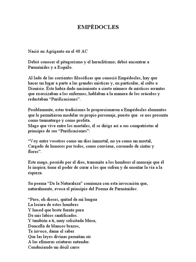 Empédocles | PDF | Science | Ciencia filosófica
