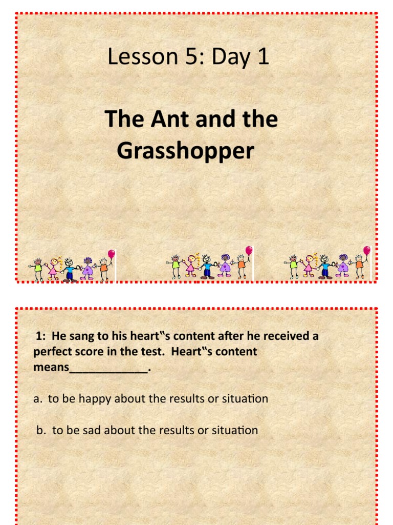 Ant and Grasshopper: A Lesson in Preparation | PDF | Language Arts ...