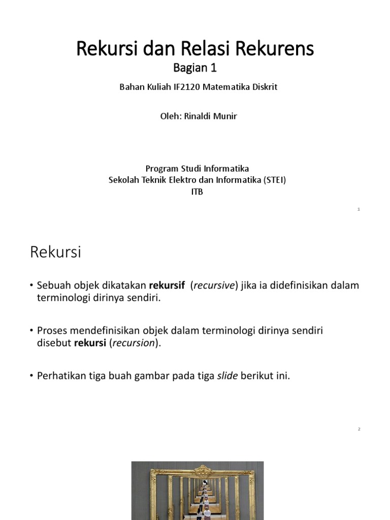 Rekursi Dan Relasi Rekurens (Bagian 1) | PDF
