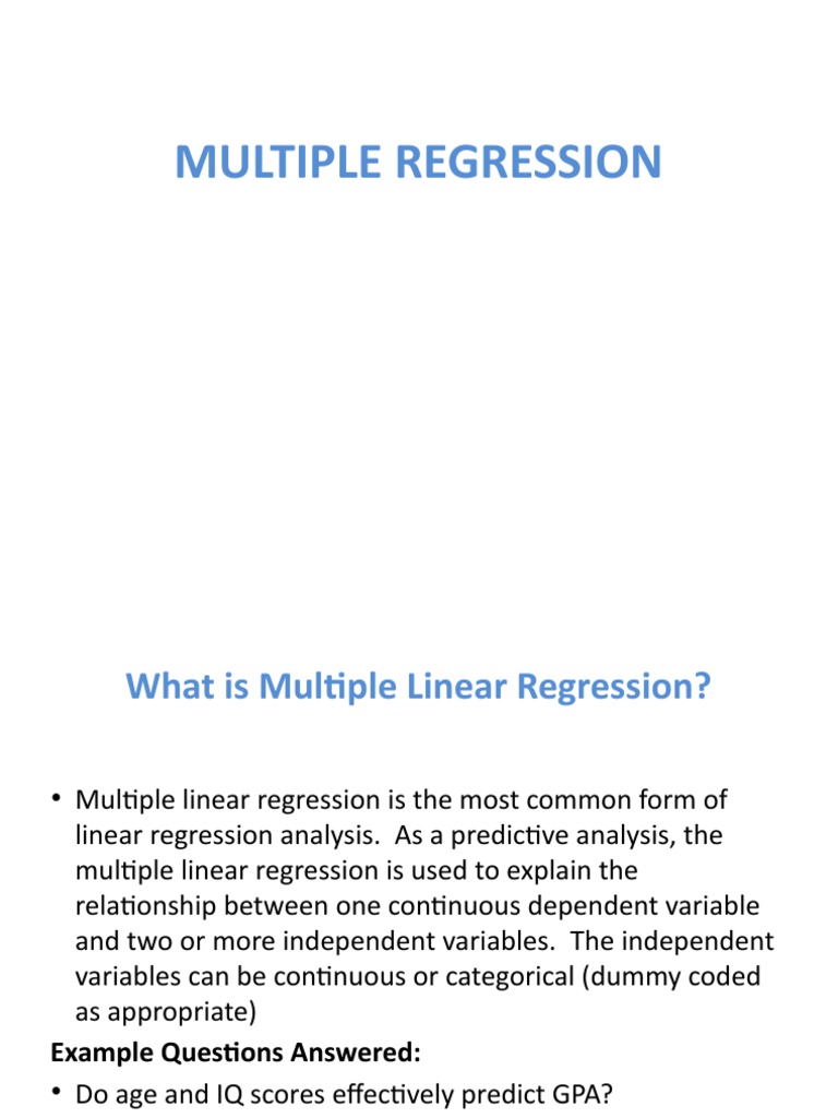Multiple Regresion | PDF | Dependent And Independent Variables | Linear Regression