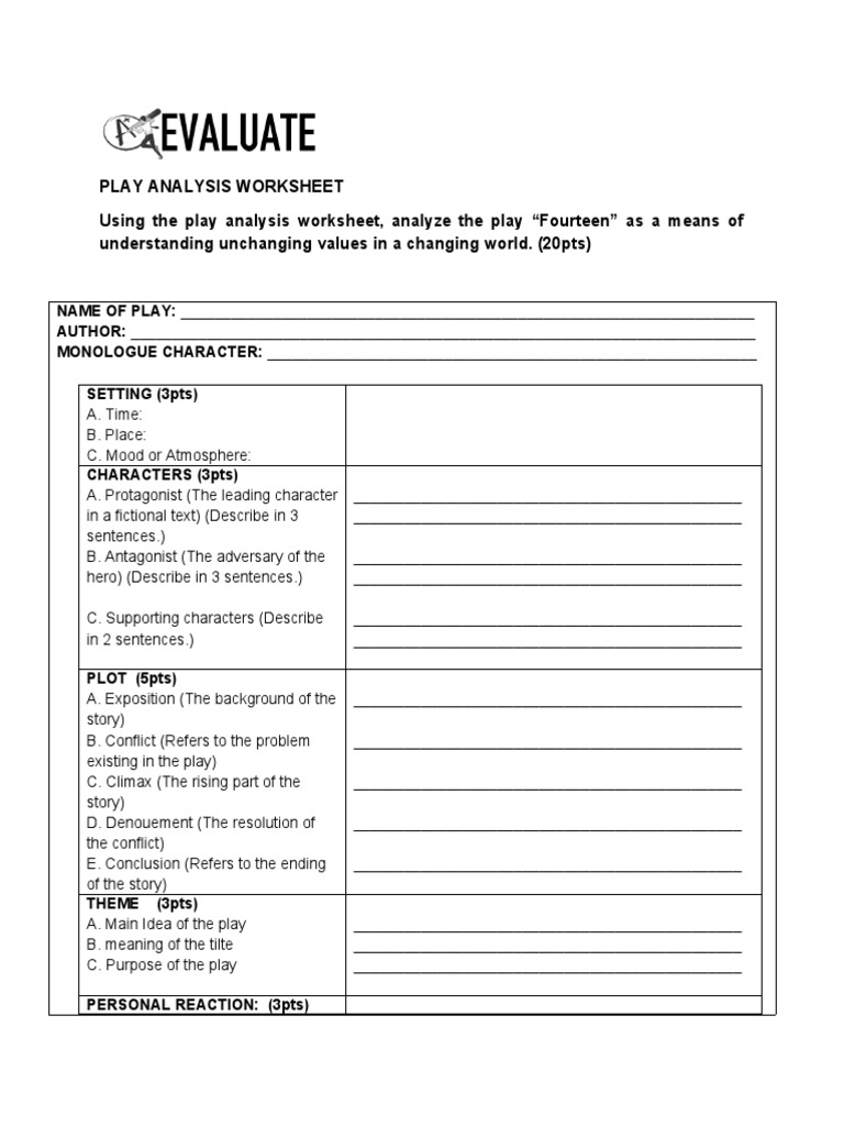 Evaluate Play Analysis Worksheet | PDF