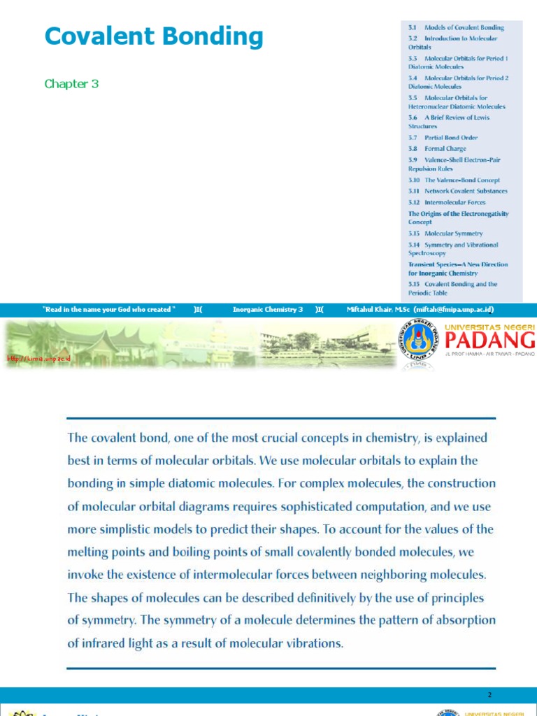 CH 3 Covalent Bonding - Part 1 of 2 | PDF | Molecular Orbital ...