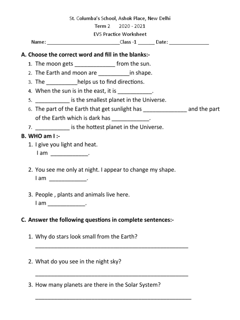 Evs Practice Sheet | PDF