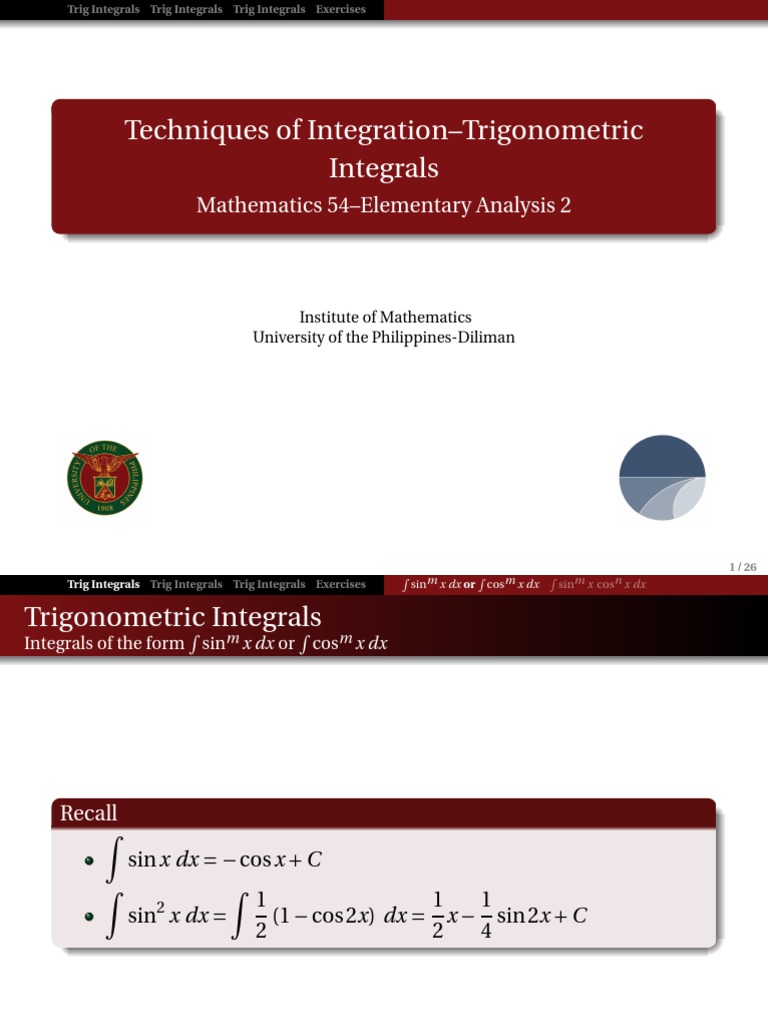 02 Trigonometric Integrals | PDF | Trigonometric Functions | Sine