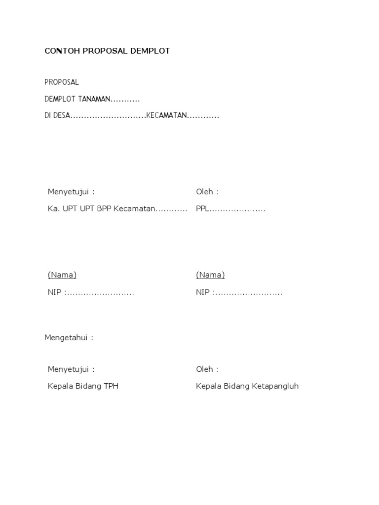 Contoh Proposal Demplot | PDF