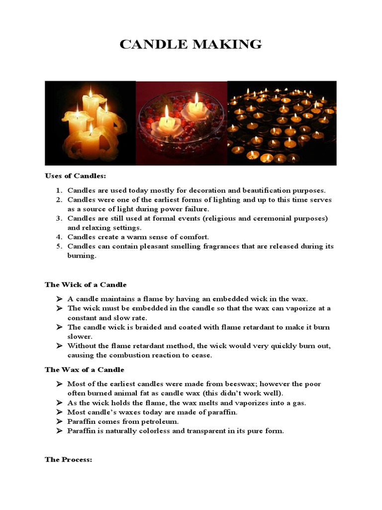 Candle Making Handout | PDF | Candle | Wax
