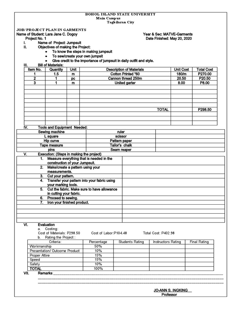 Project Plan Casual Wear | PDF | Sewing | Seam (Sewing)