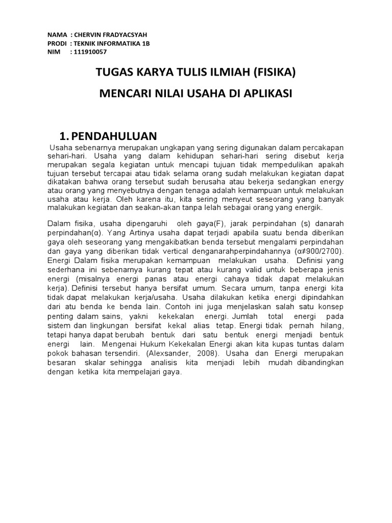 Tugas Karya Tulis Ilmiah Fisika | PDF | Karier & Perkembangan
