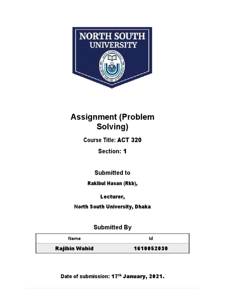 Assignment (Problem Solving) : Course Title: Section | PDF