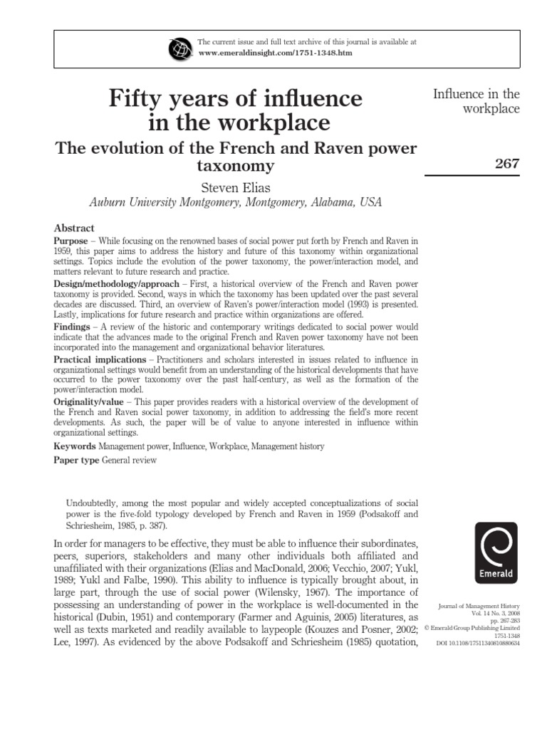 French N Raven Power Taxonomy | PDF | Power (Social And Political ...