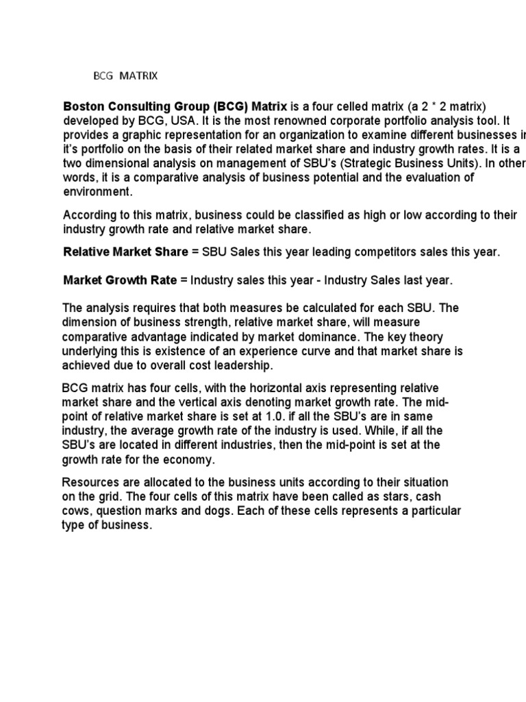 BCG MATRIX Boston Consulting Group | PDF | Strategic Management ...