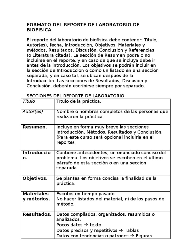 Formato Del Reporte