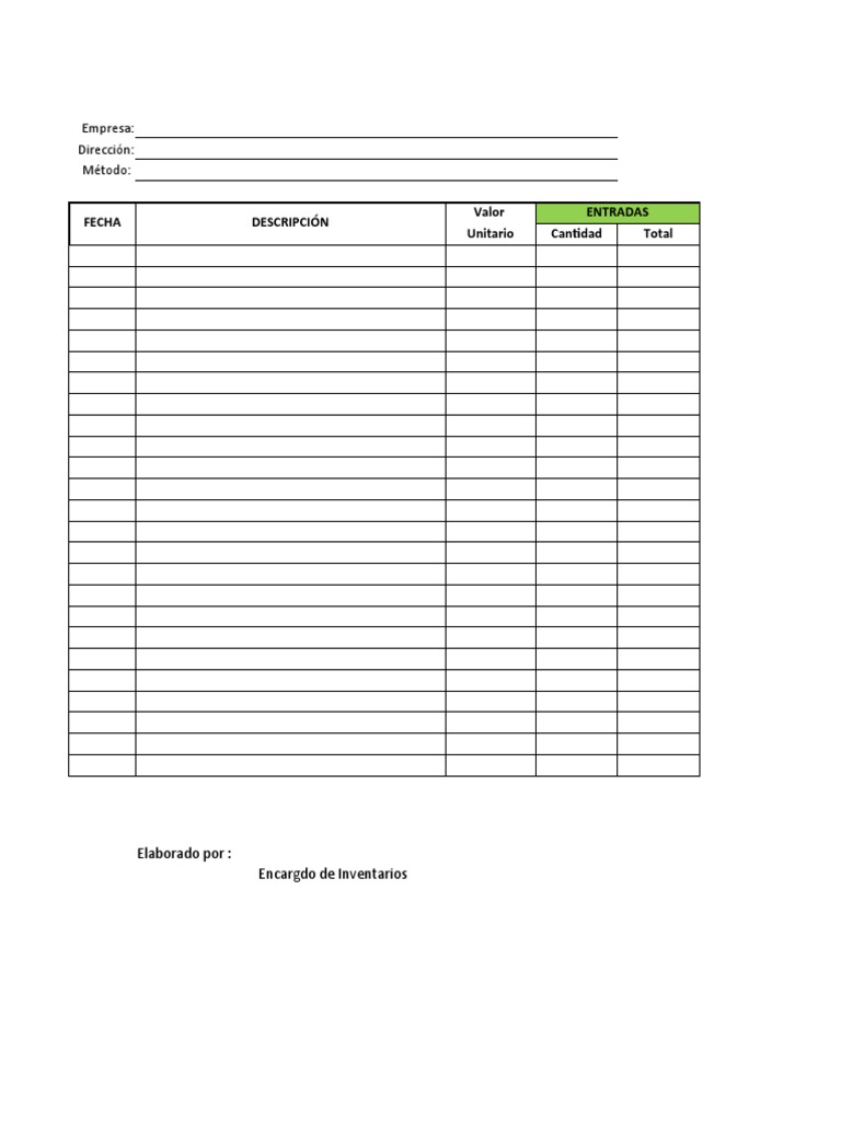 Formato de Inventario Peps y Ueps | PDF