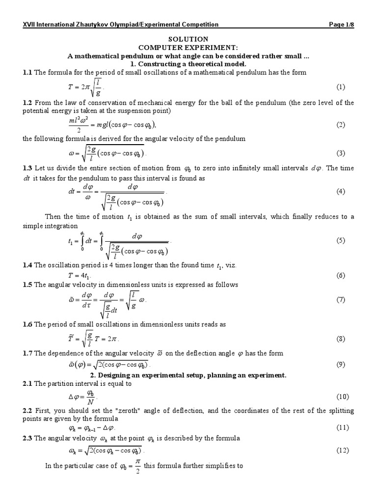 IZhO 2021 Exp - Eng - Sol | PDF | Trigonometric Functions | Velocity