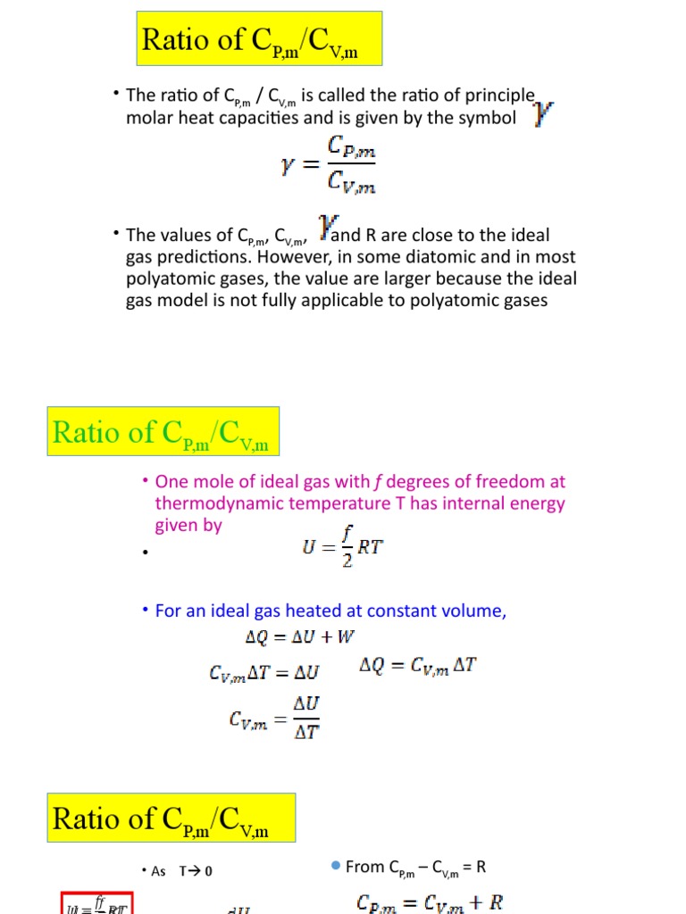 CP,m and CV,m Ratio in Thermodynamics | PDF | Science & Mathematics