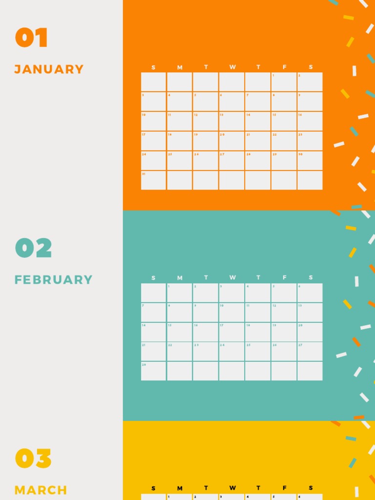 Colorful Confetti Birthday Calendar | PDF