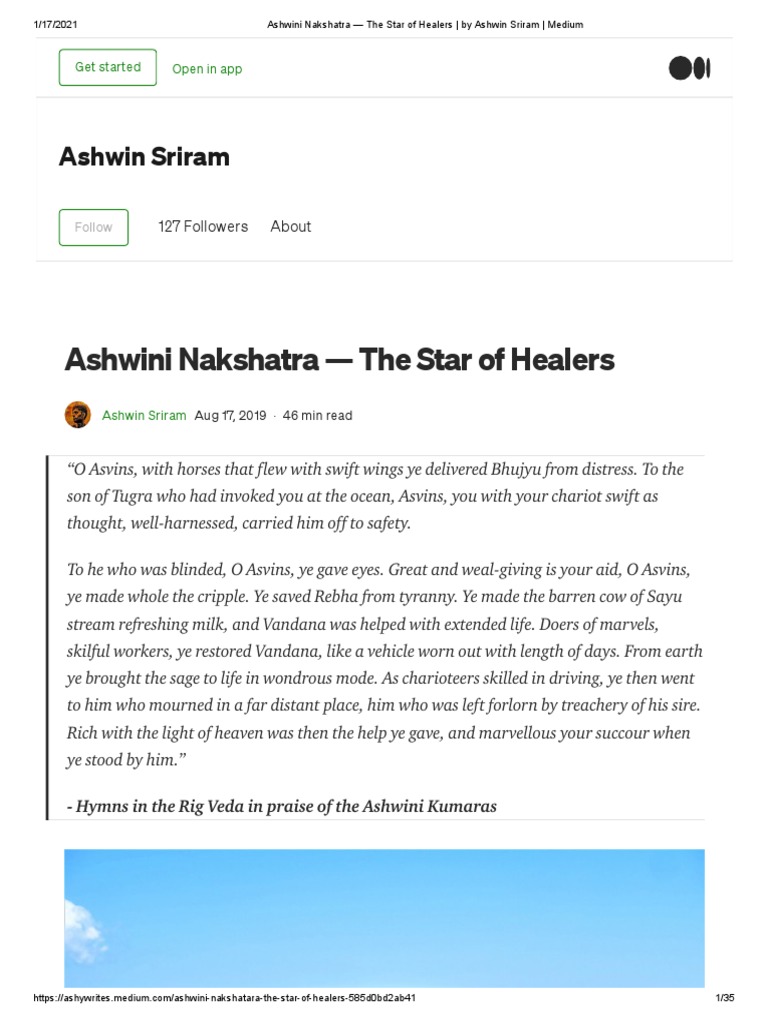 Ashwini Nakshatra — A Detailed Exploration of the Star of Healers | PDF ...