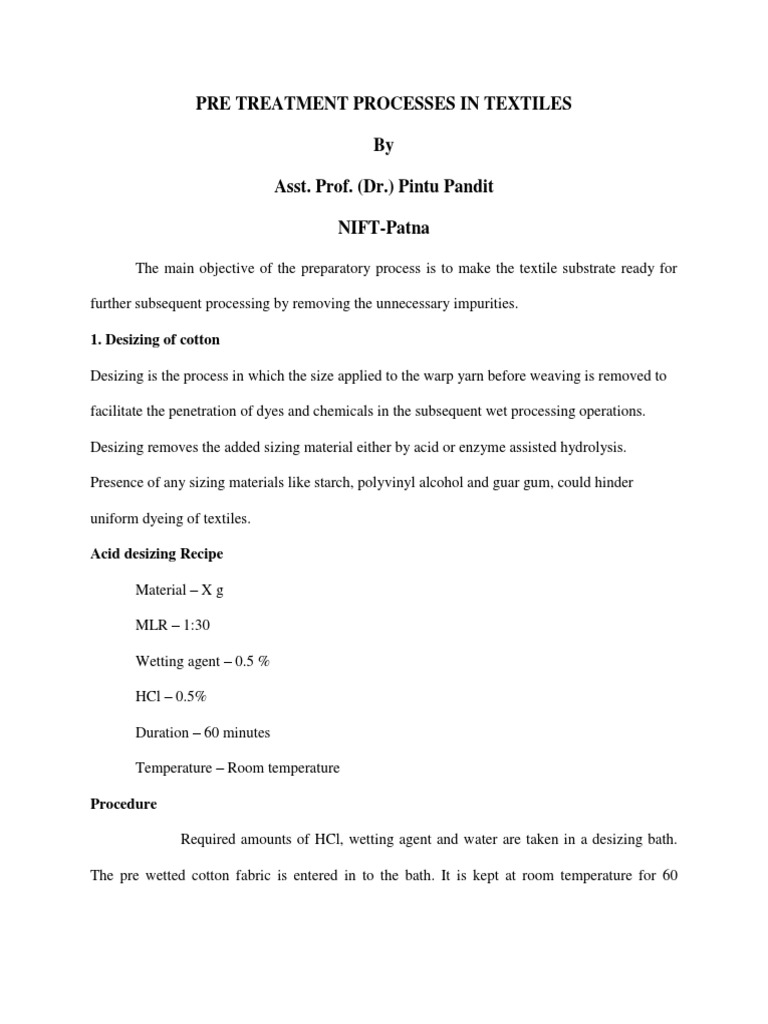 Pre Treatment Processes in Textiles | PDF | Wool | Sodium Hydroxide