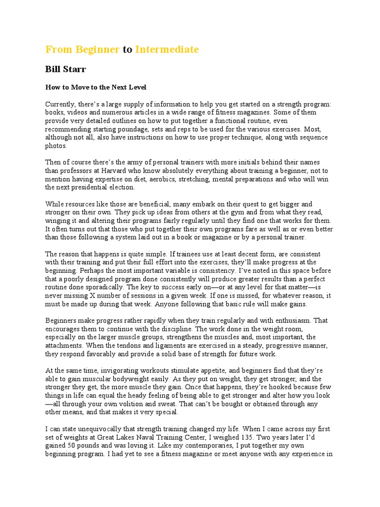 Bill Starr - From Beginner To Intermediate | PDF | Strength Training ...