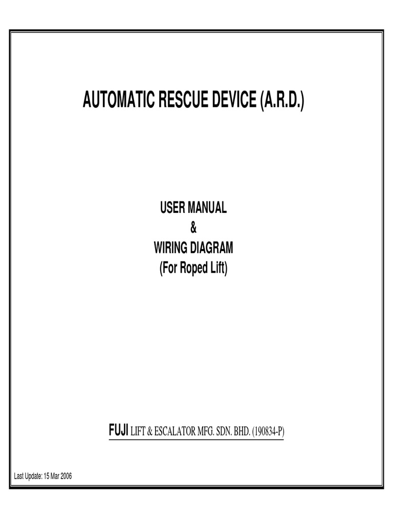 Automatic Rescue Device (A.R.D.) : User Manual & Wiring Diagram (For ...