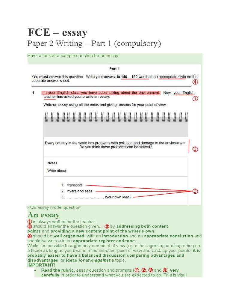 FCE Essay Writing: A Sample Question and Model Answer | PDF | Essays ...