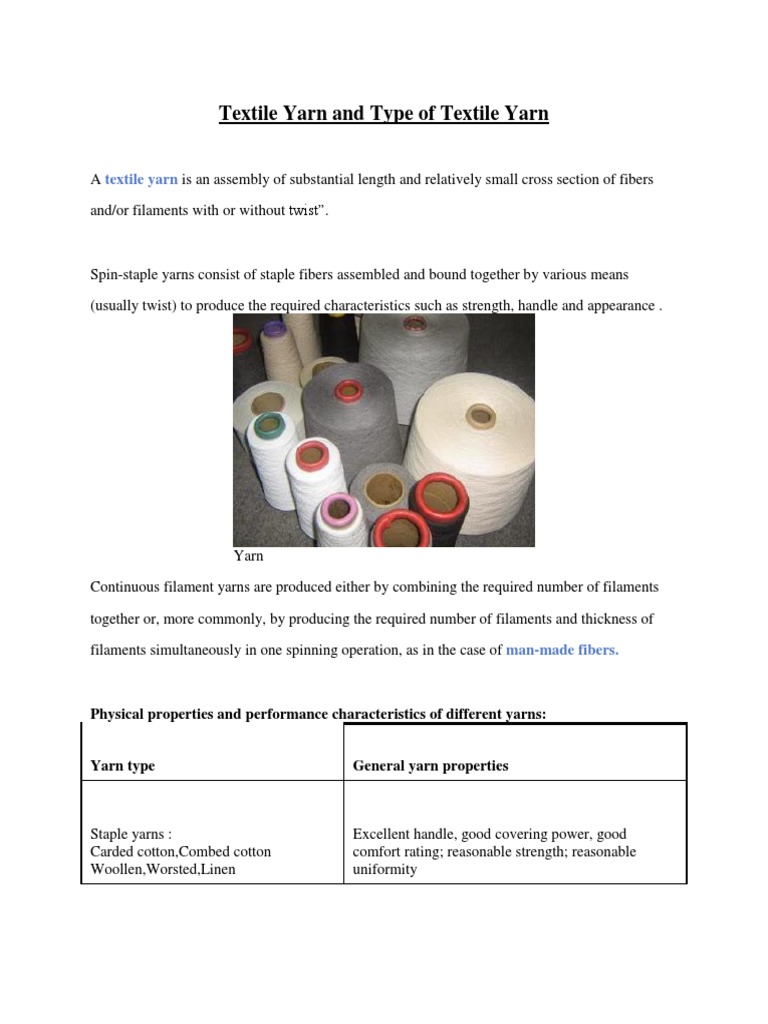 Textile Yarn and Type of Textile Yarn | PDF | Yarn | Spinning (Textiles)