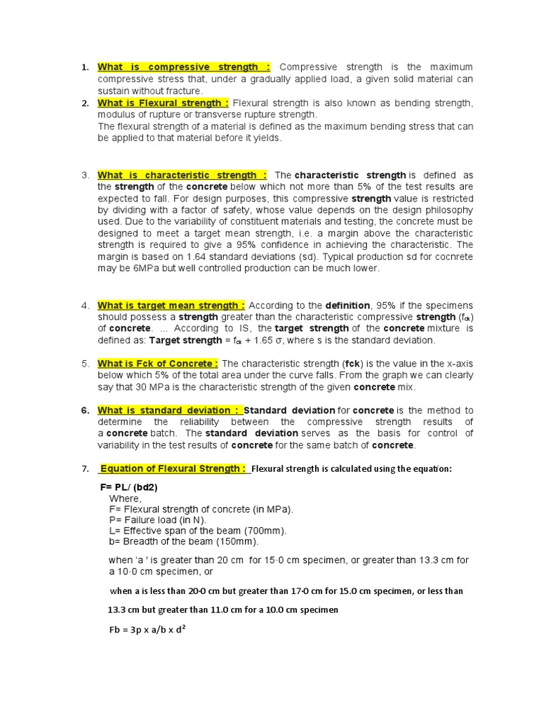 What Is Compressive Strength: Compressive Strength Is The Maximum | PDF ...