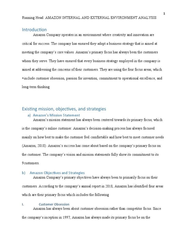 A) Amazon's Mission Statement: I. Customer Obsession | Download Free ...