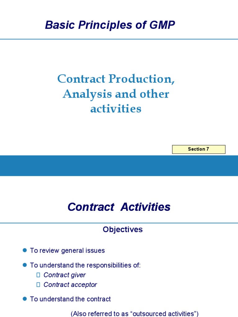 GMP Supplier Contract | PDF | Outsourcing | Regulatory Compliance