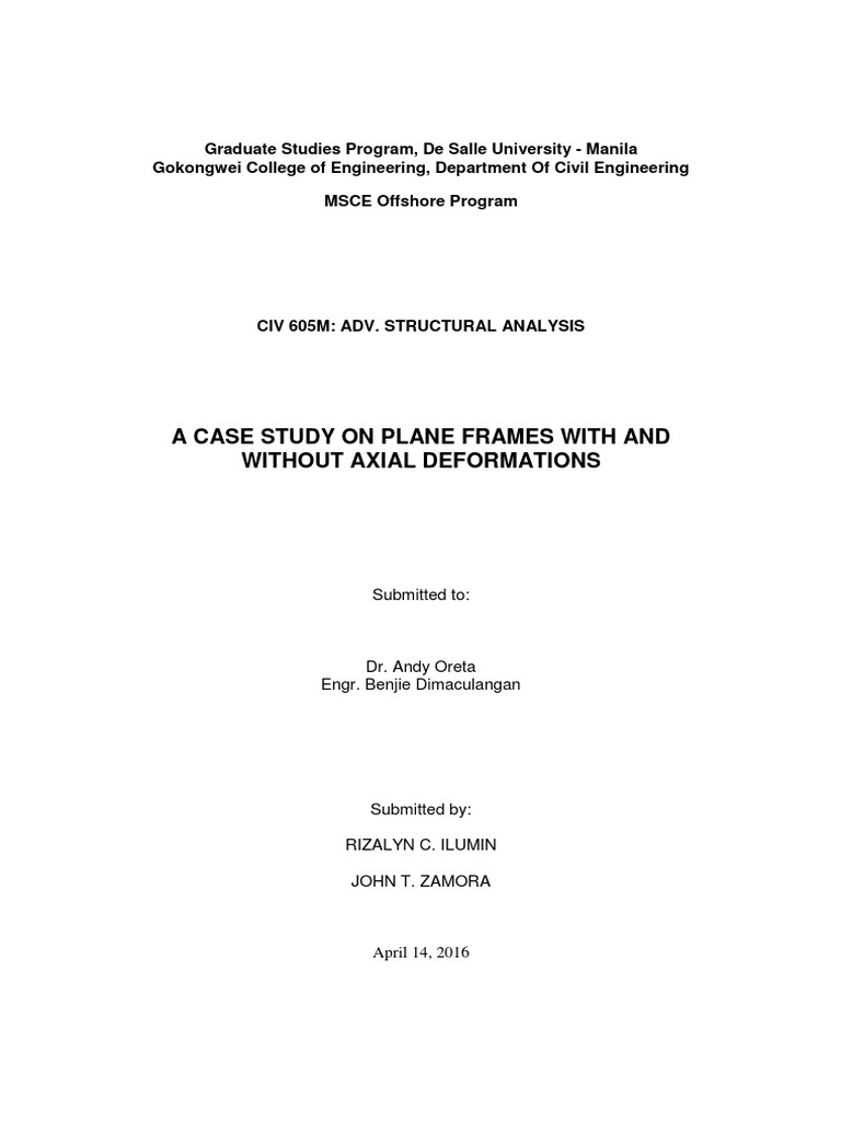 Axial Deformations in Plane Frames Analysis | PDF | Structural Analysis | Bending
