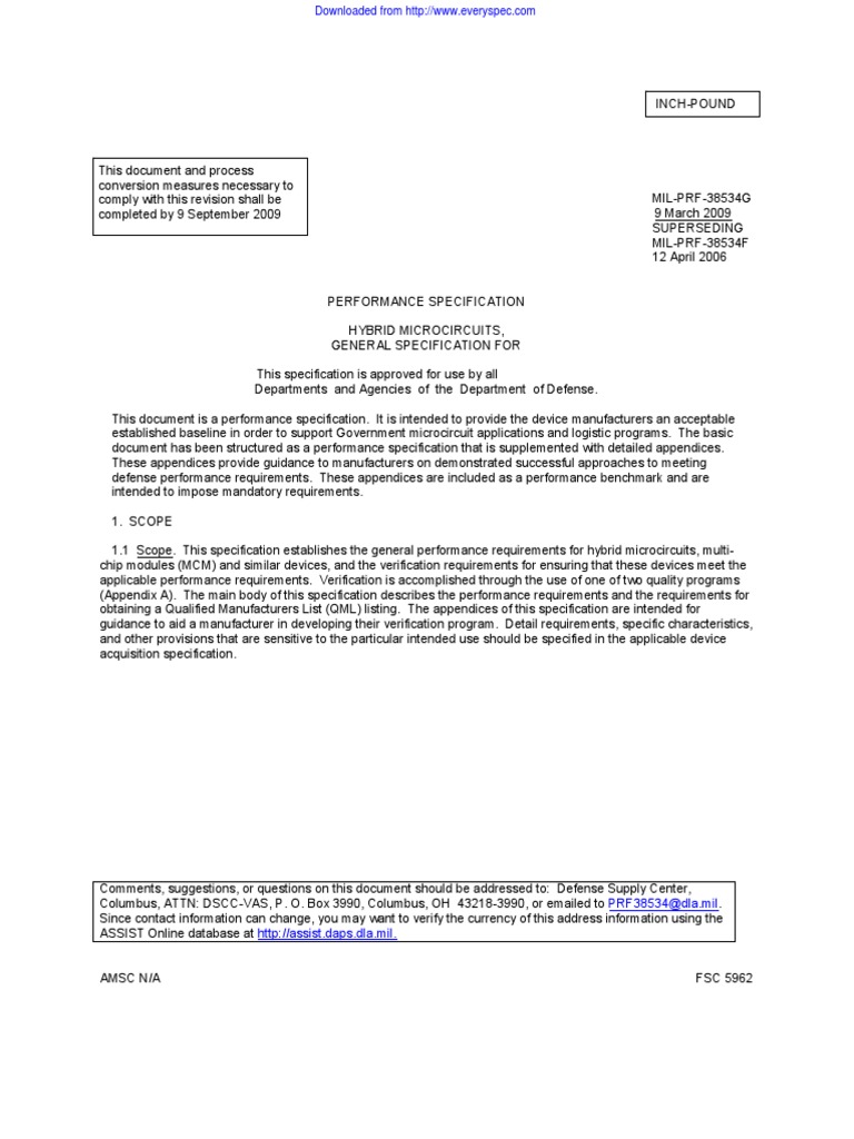 Mil PRF 38534G | PDF | Verification And Validation | Specification ...