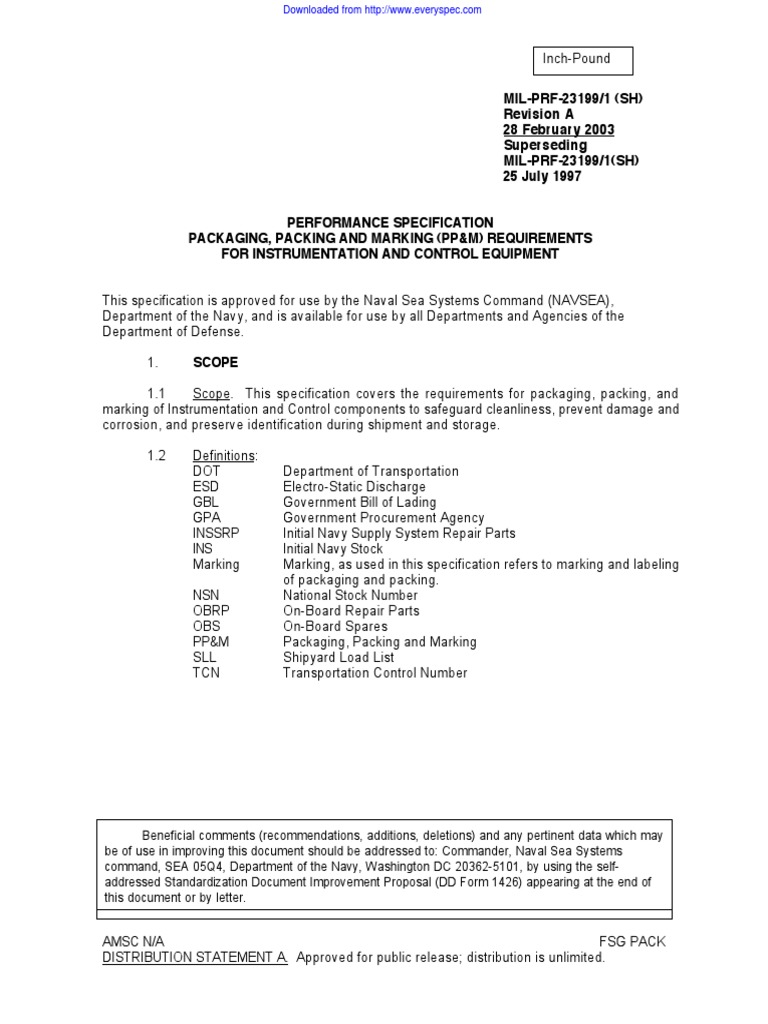 Mil PRF 23199 - 1a | PDF | Electrostatic Discharge | Packaging And Labeling