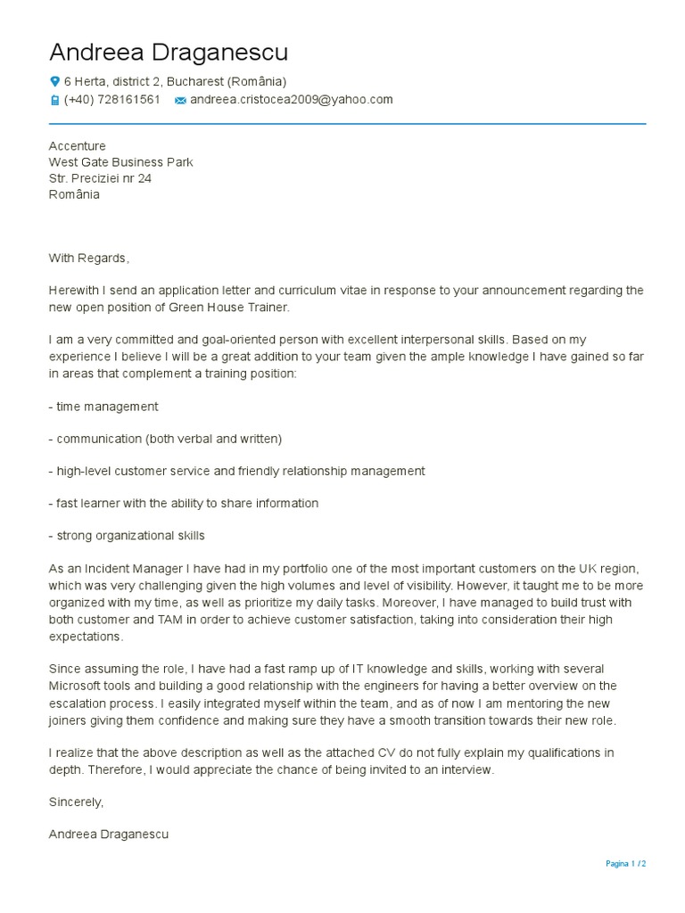 Application Letter | PDF