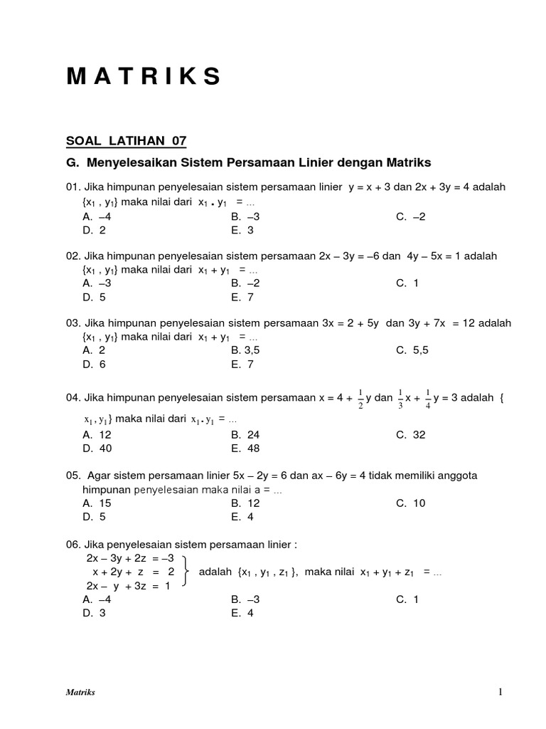 Irvan Dedy - Latihan Menyelesaikan Sistem Persamaan Linier Dengan ...