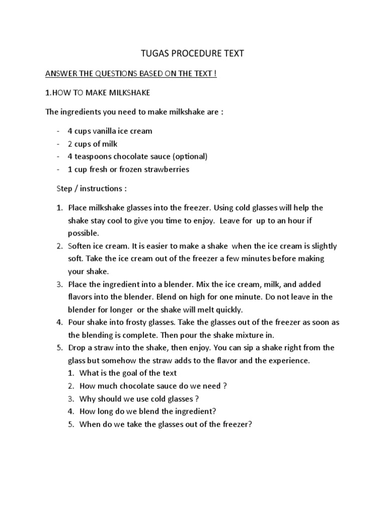 Tugas Procedure Text | PDF | Milkshake | Ice Cream