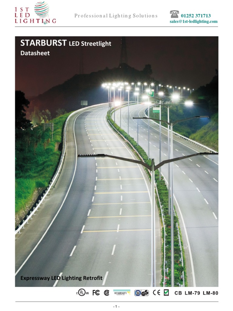 Led Street Light Starburst Datasheet | PDF | Street Light | Lighting