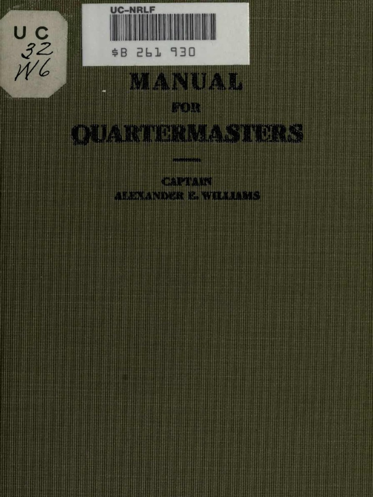 Manual For The Quartermasters Department 1916 | PDF | Quartermaster ...