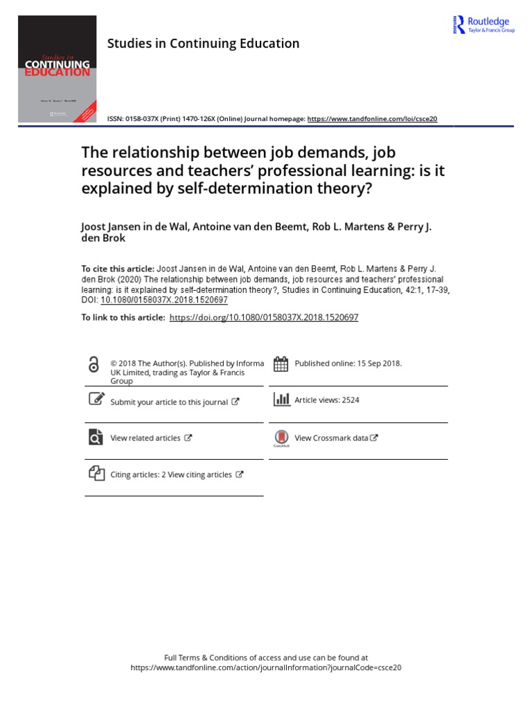 The Relationship Between Job Demands, Job Resources and Teachers ...