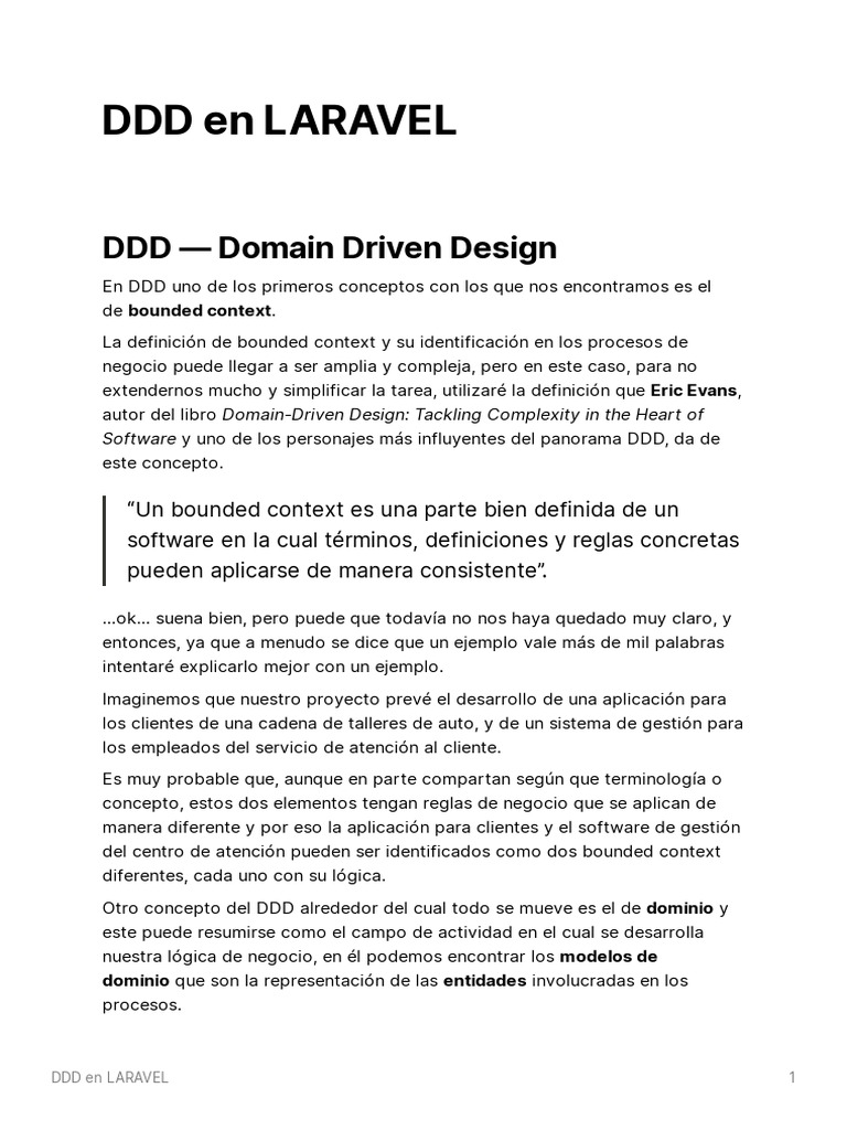 DDD en Laravel | PDF | Marco de software | Constructor (Programación Orientada a Objetos)