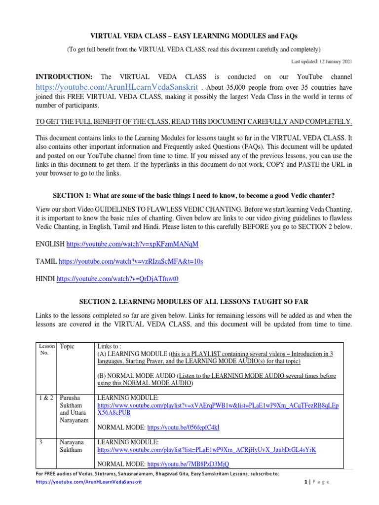 Free Virtual Veda Class Resources | PDF | Vedas | Sanskrit