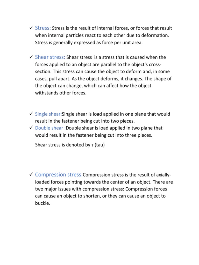 Stress:: Single Shear: Double Shear | PDF