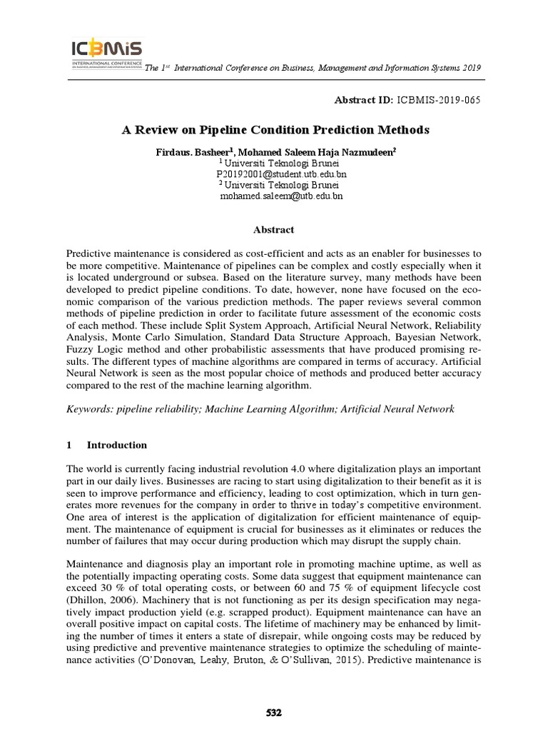 A Review On Pipeline Condition Prediction Methods | PDF | Reliability ...