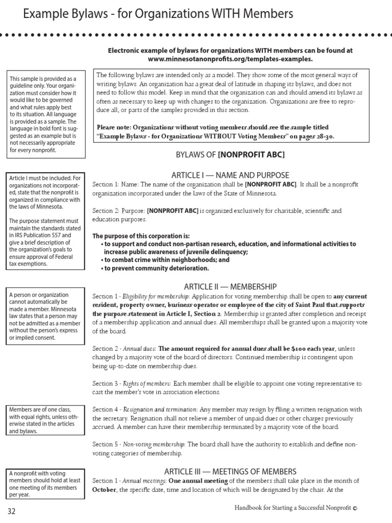 Sample Bylaws With Members | PDF | Board Of Directors | Committee