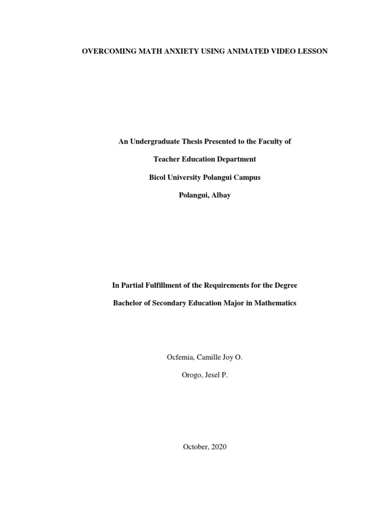 Chapter 1 (Ocfemia & Orogo) Revise | PDF | Anxiety | Teachers