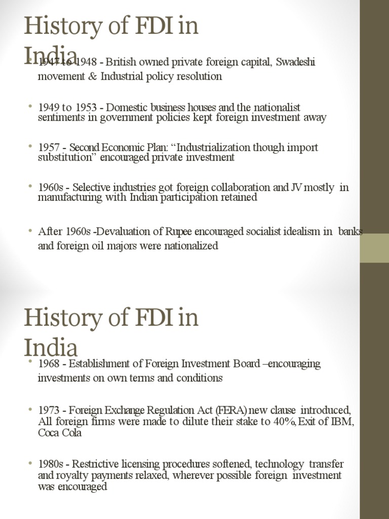 FDI History India | PDF | Foreign Direct Investment | Economies
