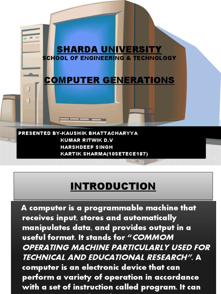 Sharda University Computer Generations: School of Engineering & Technology | Download Free PDF ...