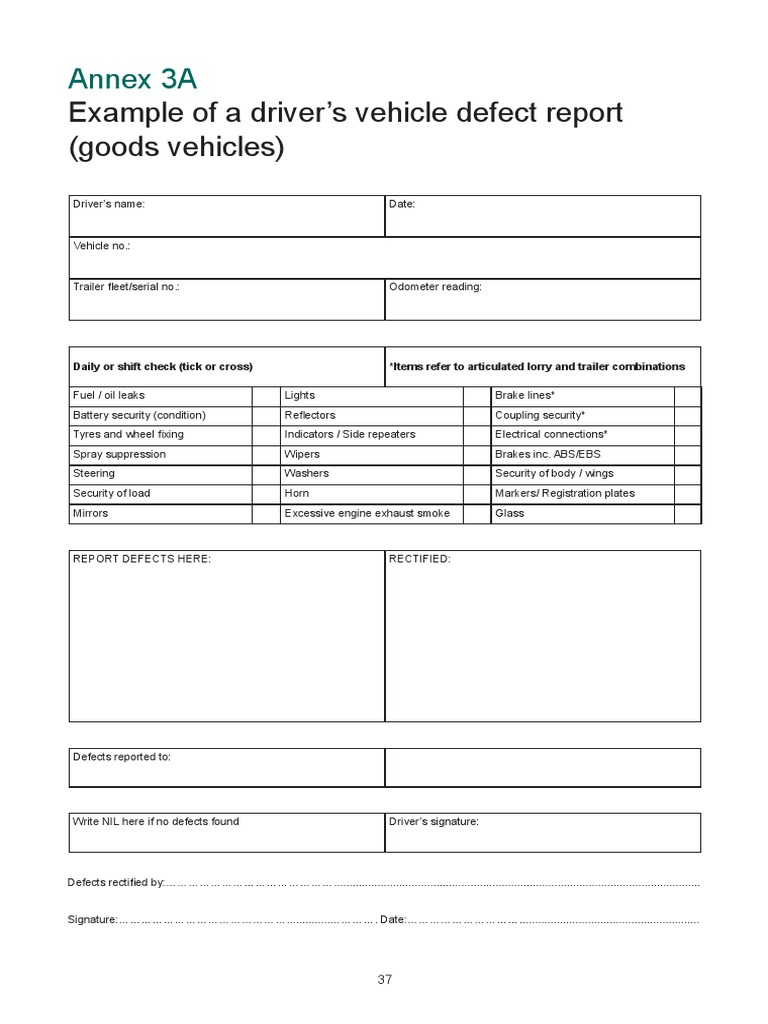 HGV Walk Around Check Form | PDF