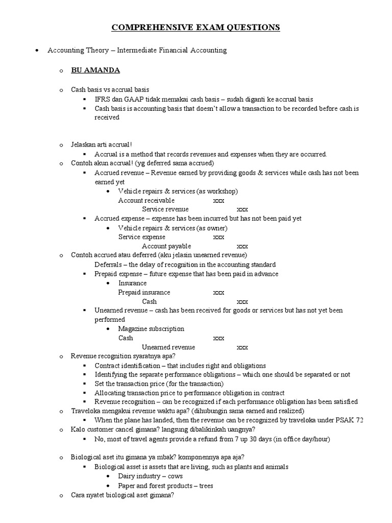 Comprehensive Exam Questions | PDF | Financial Audit | Historical Cost