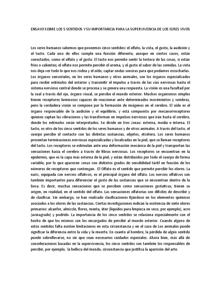 Los 5 Sentidos | PDF | Percepción visual | Olfato